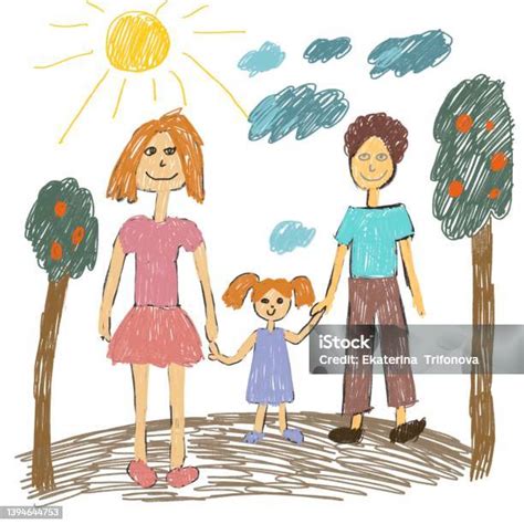 Dessin Au Marqueur Pour Enfants Dune Famille Dune Mère Dun Enfant Et