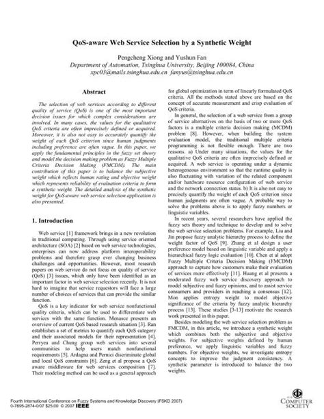 Qos Aware Web Service Selection By A Synthetic Weight