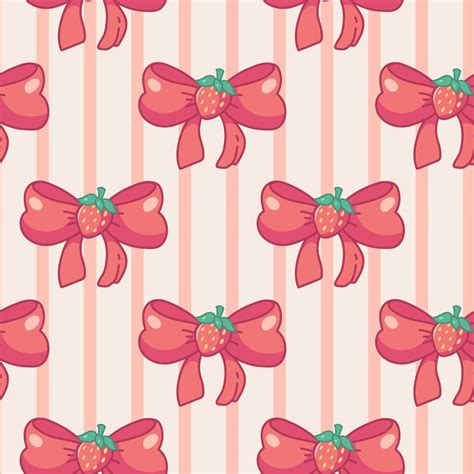 Colorful Strawberry Bow Pattern Design For Backgrounds 77060705 Vector