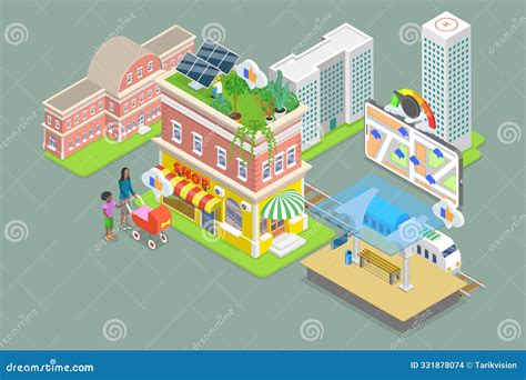 3d Isometric Flat Vector Illustration Of Carbon Emission Data Monitoring Stock Illustration