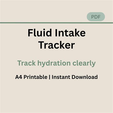 Fluid Intake Tracker Printable Hydration Log Sheet Patient Fluid