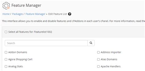 how to create a feature list in whm whuk