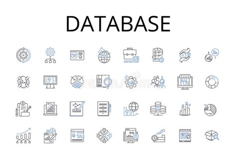 Database Line Icons Collection Data Storage System Data Management Software Digital