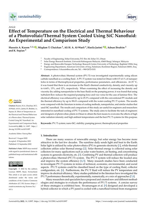 Pdf Effect Of Temperature On The Electrical And Thermal Behaviour Of A Photovoltaic Thermal