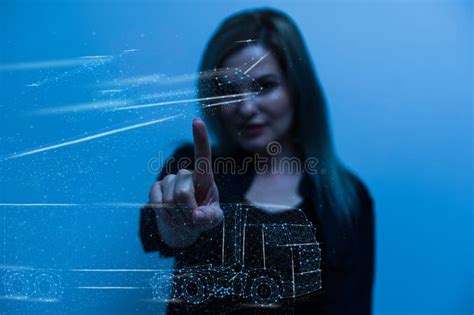 Jet Engine Augmented Reality Hologramm Specialists Work In Technological Plane Development