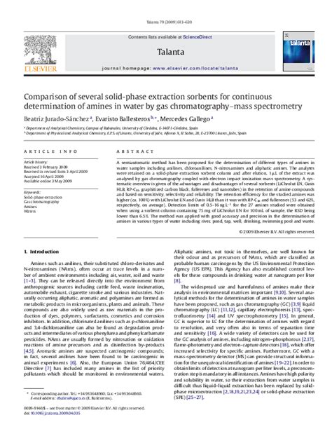 Pdf Comparison Of Several Solid Phase Extraction Sorbents For Continuous Determination Of