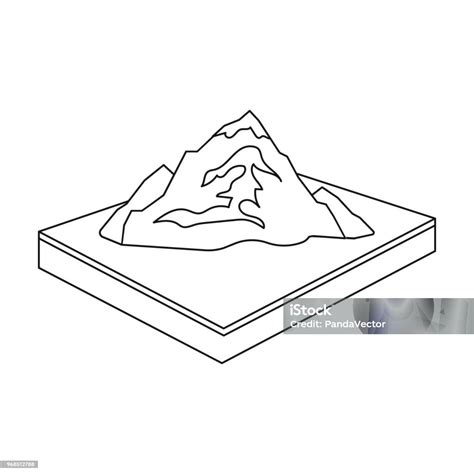 산 바위 및 조 경입니다 구호와 산 개요 스타일 아이소메트릭 벡터 기호 재고 일러스트 웹에서 아이콘을 단일 0명에 대한 스톡 벡터 아트 및 기타 이미지 Istock