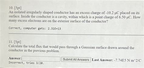Solved 5ptan Isolated Irregularly Shaped Conductor Has An
