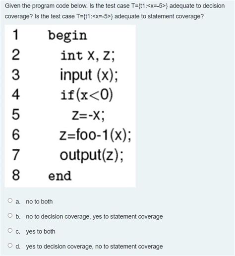 Solved Given The Program Code Below Is The Test Case Chegg