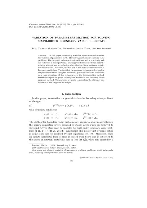 pdf variation of parameters method for solving sixth order boundary value problems