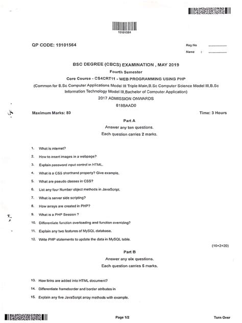 Web Programming Using Php May 2019 Pdf Php Java Script