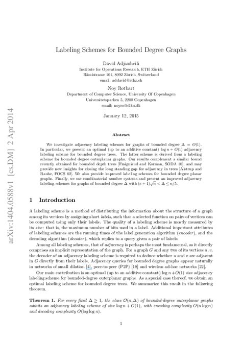 Pdf Labeling Schemes For Bounded Degree Graphs Noy Rotbart And