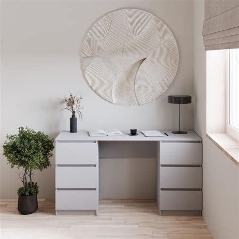 ᐉ Стол письменный Line Sl3 с ящиками без ручек 1400х600х750 мм Серый 17960727 • Купить в Киеве