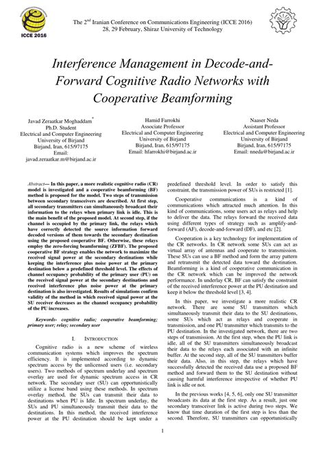 Pdf Interference Management In Decode And Forward Cognitive Radio