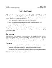 Lab Pdf CS Introduction To Network Security March Lab Web Security Lab Web