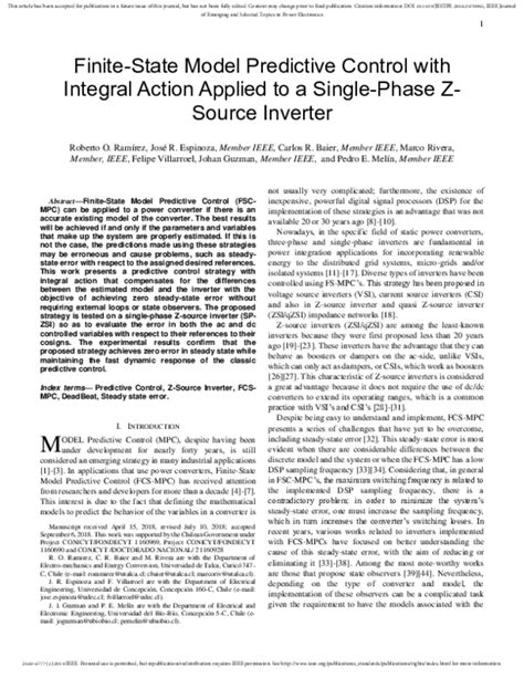 Pdf Finite State Model Predictive Control With Integral Action