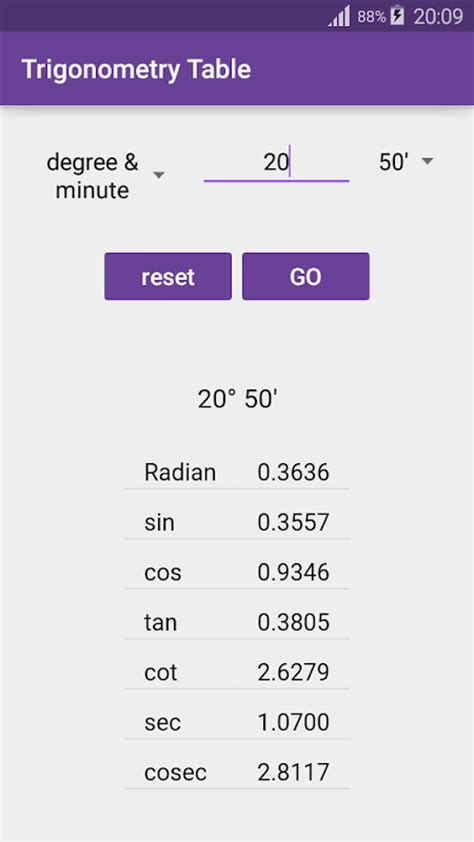 Android 용 Trigonometry Table Apk 다운로드
