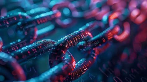 Close Up Of Metal Chains With Digital Data Overlay Symbolizing Secure
