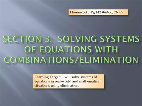 ppt section 3 solving systems of equations with combinations