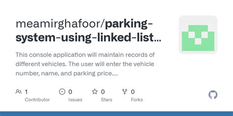 GitHub Meamirghafoor Parking System Using Linked List Concept In Python This Console