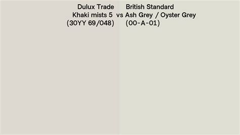 Dulux Trade Khaki mists 5 (30YY 69/048) vs British Standard Ash Grey ...