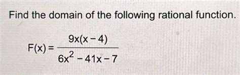 Solved Find the domain of the following rational | Chegg.com