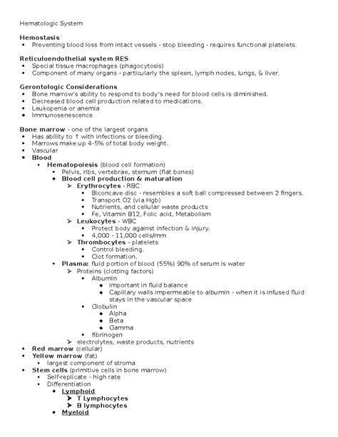 Hematology Lecture Hematologic System Hemostasis Preventing Blood