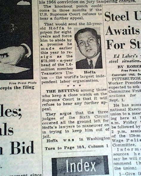 Jimmy Hoffa Conviction Of Jury Tampering Uphold