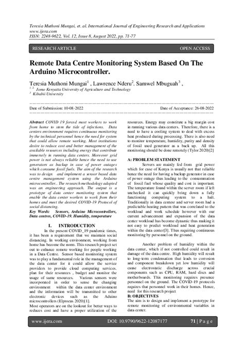 pdf remote data centre monitoring system based on the arduino