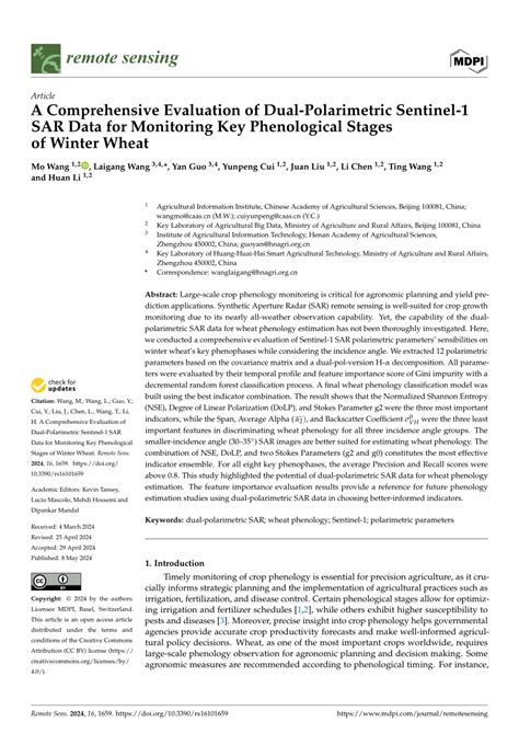 Pdf A Comprehensive Evaluation Of Dual Polarimetric Sentinel 1 Sar Data For Monitoring Key