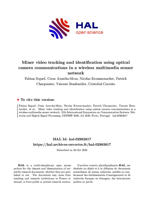 Pdf Miner Video Tracking And Identification Using Optical Camera