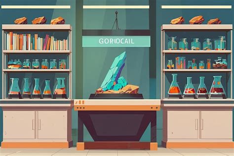 Geological Studies In Lab With Rock Samples Vector Illustration