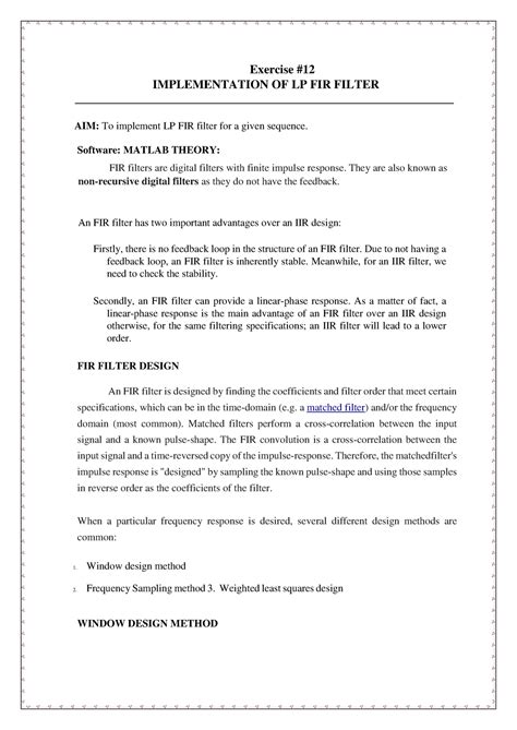 digital signal processing exercise 12 exercise implementation of lp