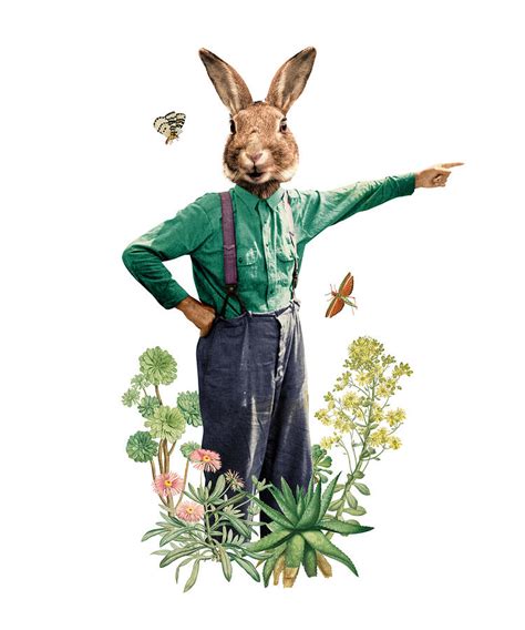 Fancy Rabbit Vintage Art Collage Digital Art by Me - Fine Art America