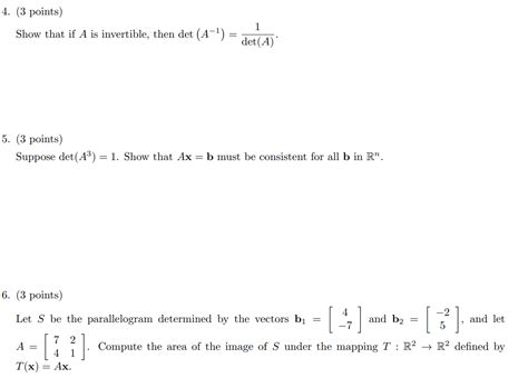Solved (3 ﻿points)Show that if A is ﻿invertible, then | Chegg.com