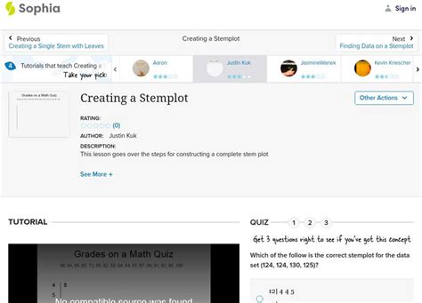 Sophia Creating A Stemplot Lesson 1 Instructional Video For 9th