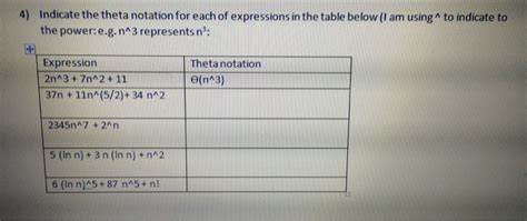 solved 4 indicate the theta notation for each of