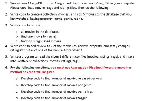 Solved 1 You Will Use Mongodb For This Assignment First