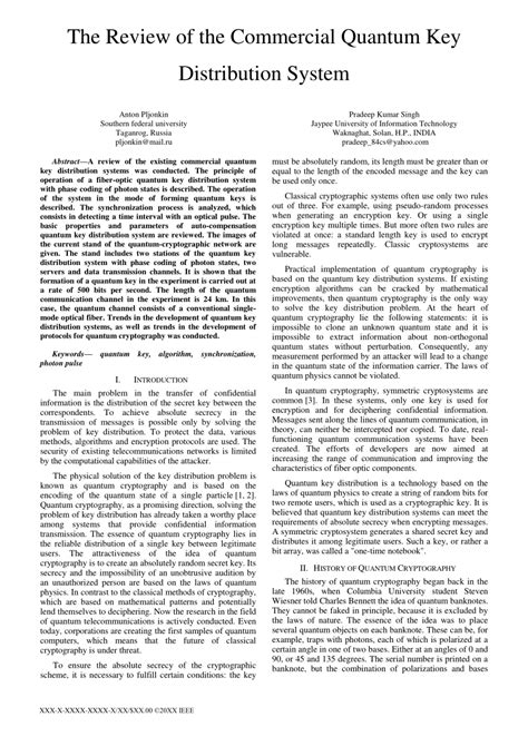 Pdf The Review Of The Commercial Quantum Key Distribution System