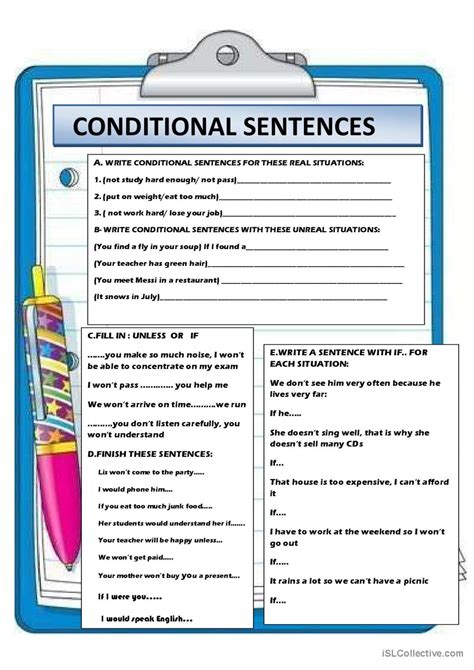 Esl English Conditional Sentences Worksheet