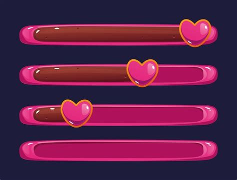 게임 Ui 메뉴 나무 로드 슬라이더 고립 세트 터 평면 그래픽 디자인 요소 프리미엄 벡터