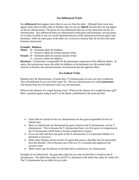 Sex Influenced Traits