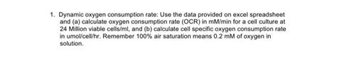 Solved 1 Dynamic Oxygen Consumption Rate Use The Data