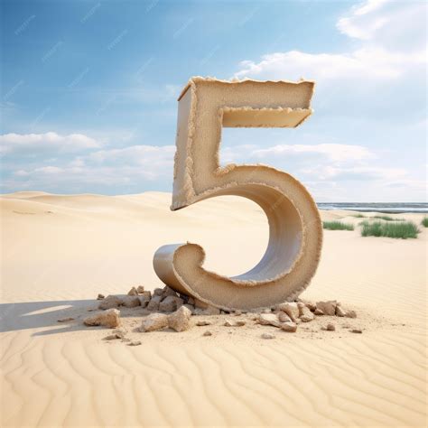 Premium Photo 5 In 3d Capturing Realistic Numbers From Sand On A