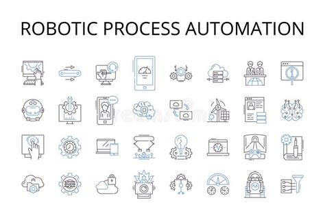 Robotic Process Automation Line Icons Collection Artificial