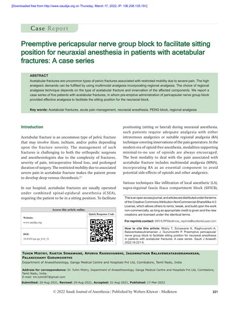 Pdf Preemptive Pericapsular Nerve Group Block To Facilitate Sitting Position For Neuraxial