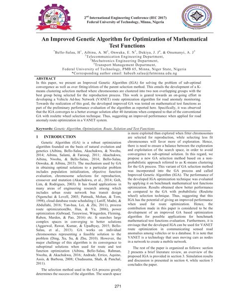 Pdf An Improved Genetic Algorithm For Optimization Of Mathematical