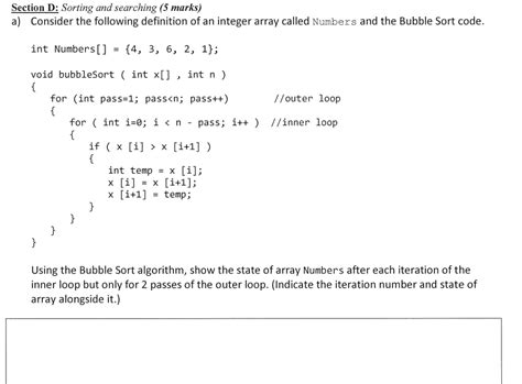 Solved Section D Sorting And Searching Marks A Chegg