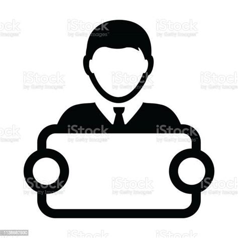 문자 모양 그림에서 광고 캠페인에 대 한 간판으로 뉴스 아이콘 벡터 남성 사람 프로필 아바타 기호 Publicity Event에 대한 스톡 벡터 아트 및 기타 이미지