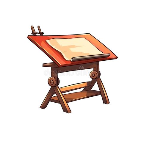 School Drafting Table Education Tool Cartoon Square Illustration Stock